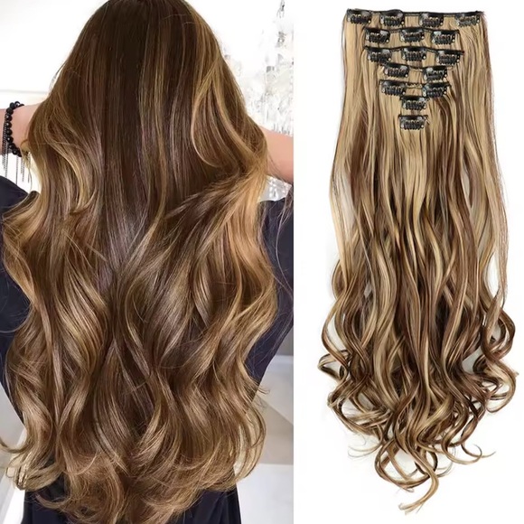 Accessories | Nwt Bronde Hair Extensions 7 Piece Set Medium Brown With ...